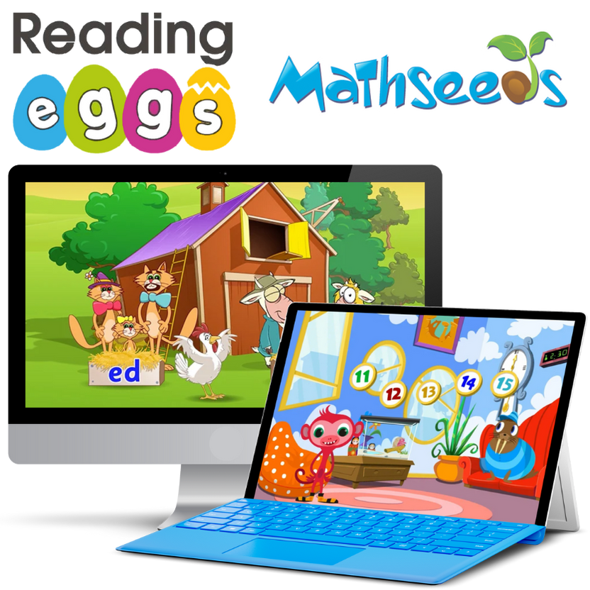 PreK - 4th Grade Reading Eggs + Mathseeds Family Combo Subscription